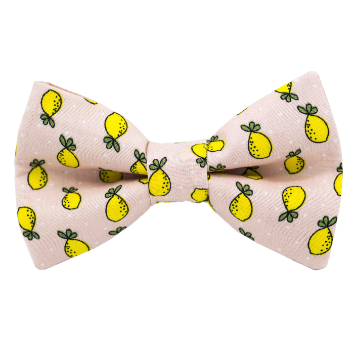 Nœud papillon "Lemon Mania" - citrons jaunes sur fond rose pâle - JAGGS