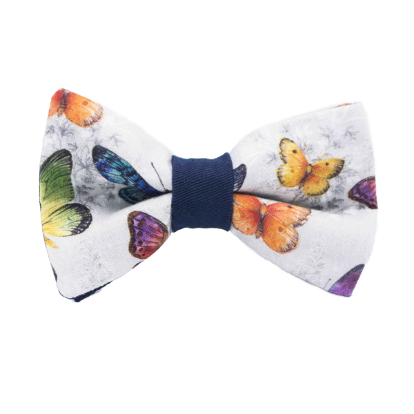 Nœud papillon "Butterfly Effect" - Papillons multicolores sur fond gris ...